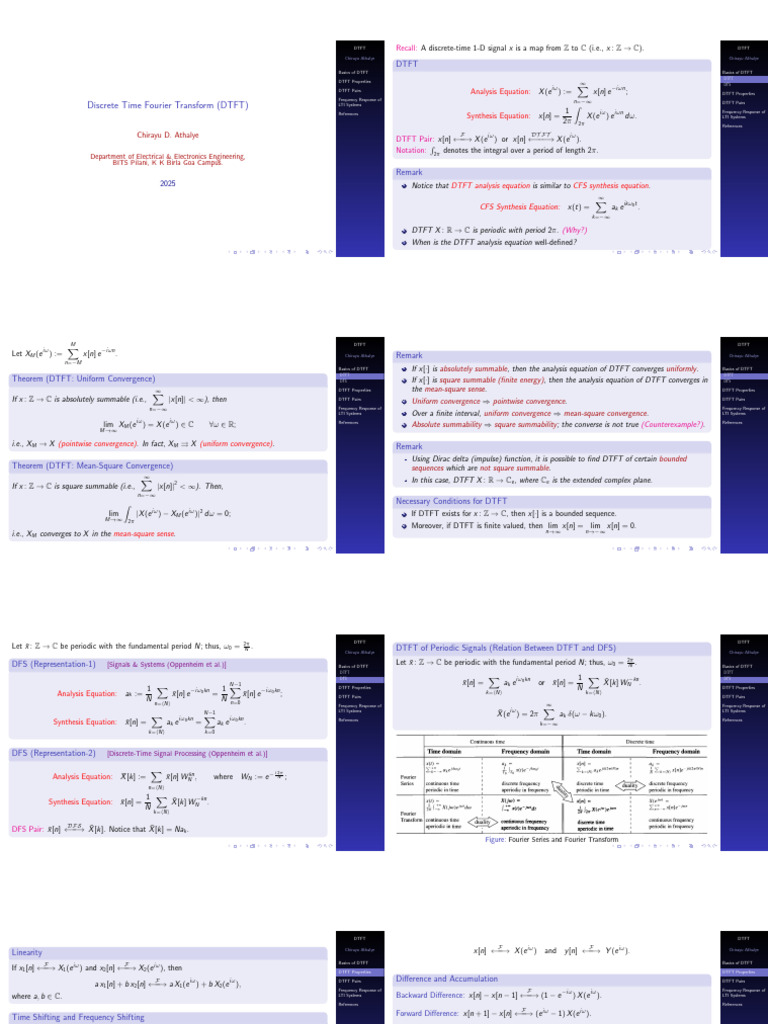 Discrete Time Fourier Transform (DTFT) | PDF | Fourier Transform | Computer Engineering