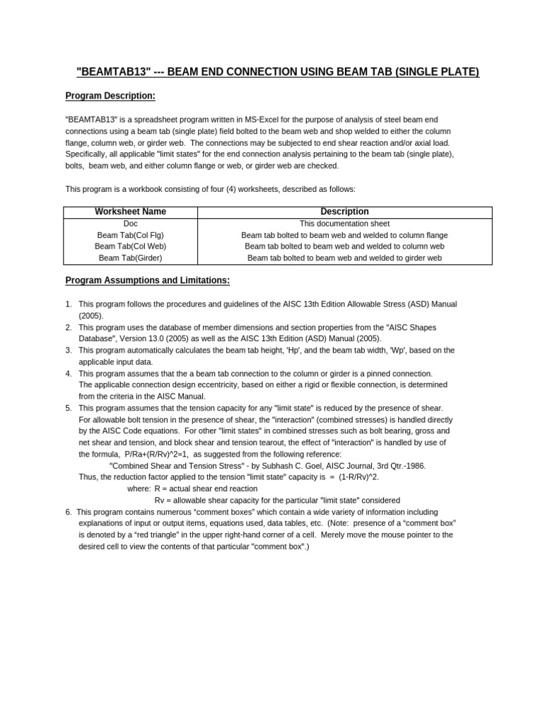 KMPS, Standard Extended Shear Tab Calculation | PDF | Beam (Structure ...