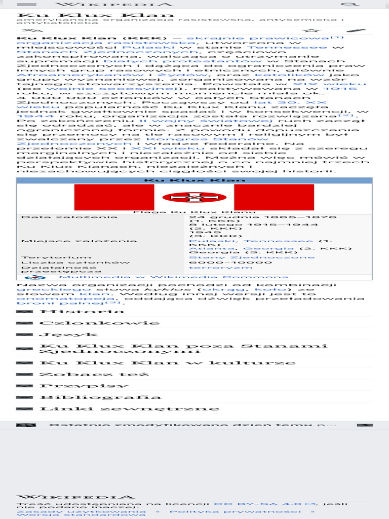 Ku Klux Klan - Wikipedia, Wolna Encyklopedia | PDF