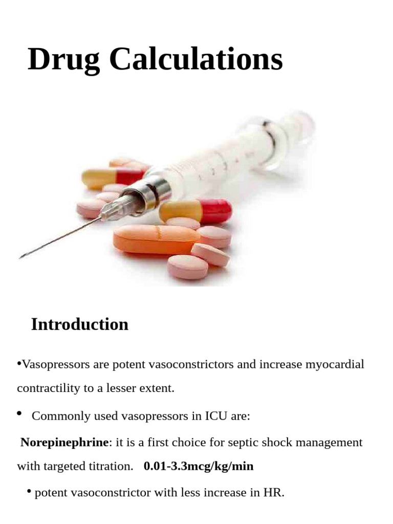 Drug Calculation | PDF | Intravenous Therapy | Dose (Biochemistry)