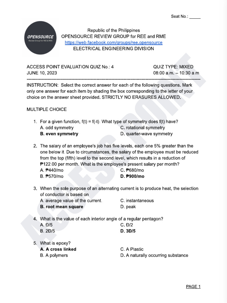 ACCESS POINT EVALUATION 4 (Keys) | PDF