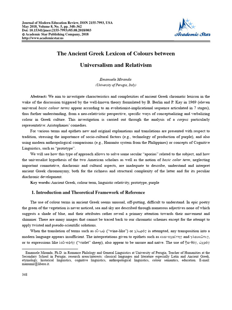Miranda-The Ancient Greek Lexicon of Colours 2018 | PDF | Color ...