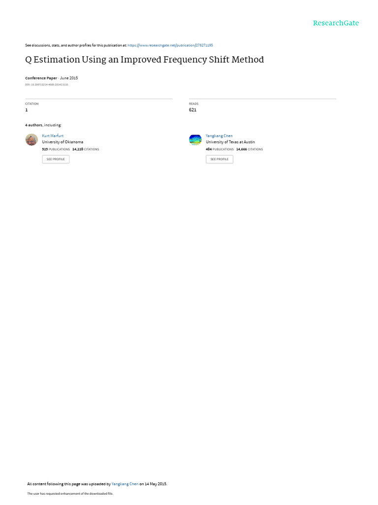 Q Estimation Using An Improved Frequency Shift | PDF | Spectral Density ...