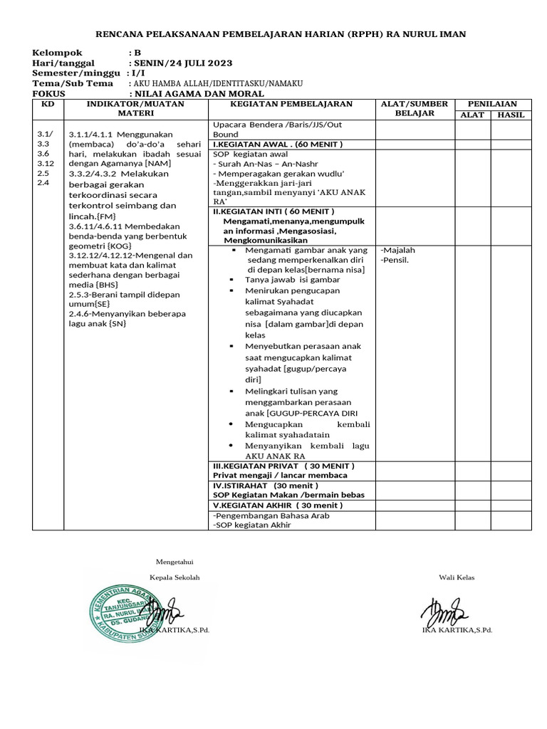RPPH Matahari Semester 1 2023-2024 | PDF