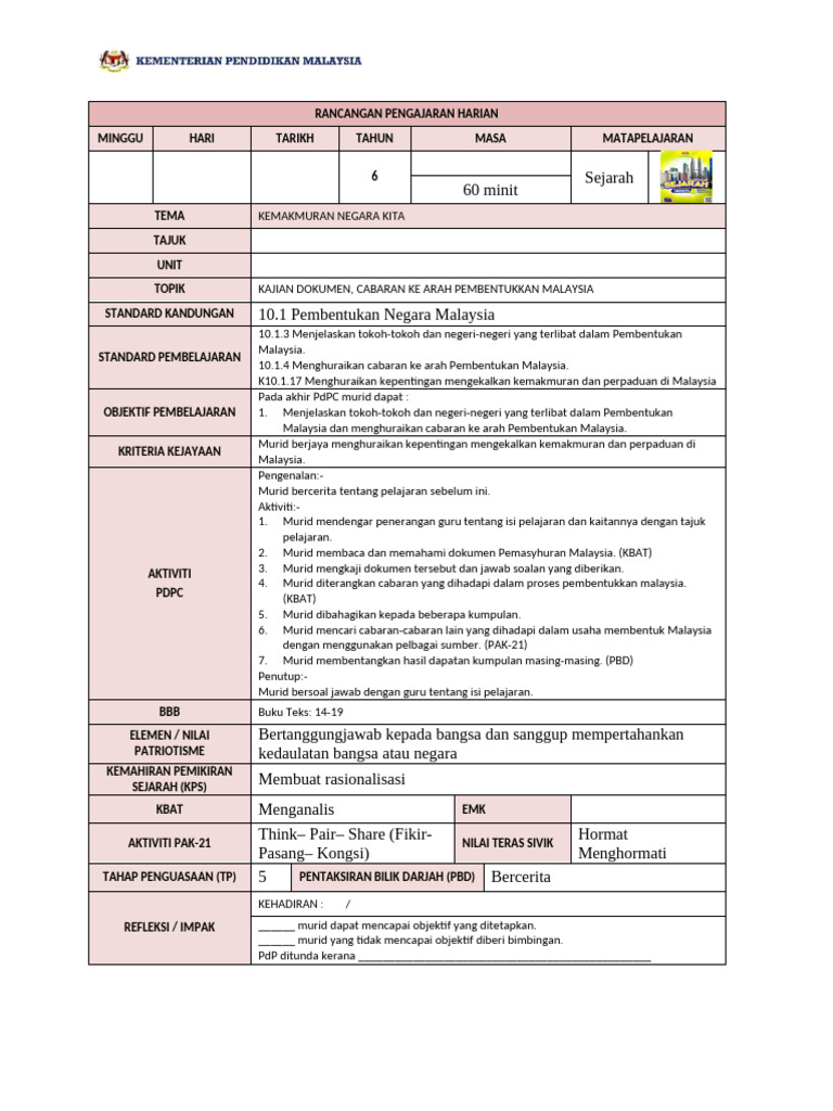 RPH SEJ THN 6 SK V2 (M6) | PDF