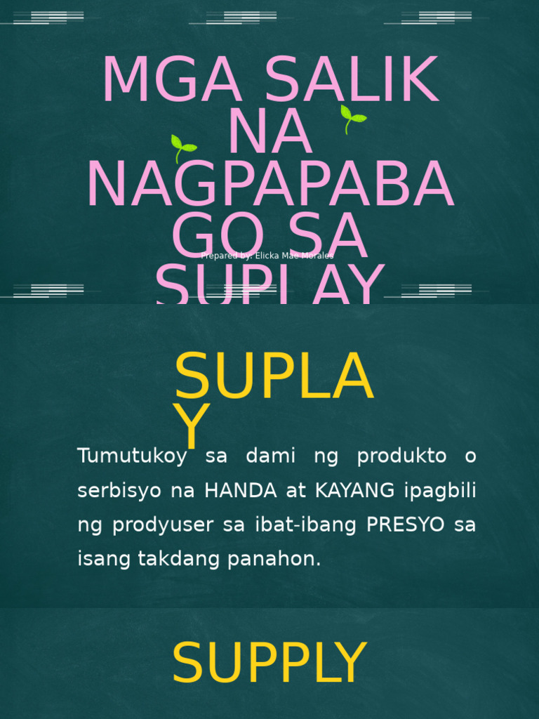 Ap9 - Mga Salik Na Nakapagpapabago Sa Suplay | PDF
