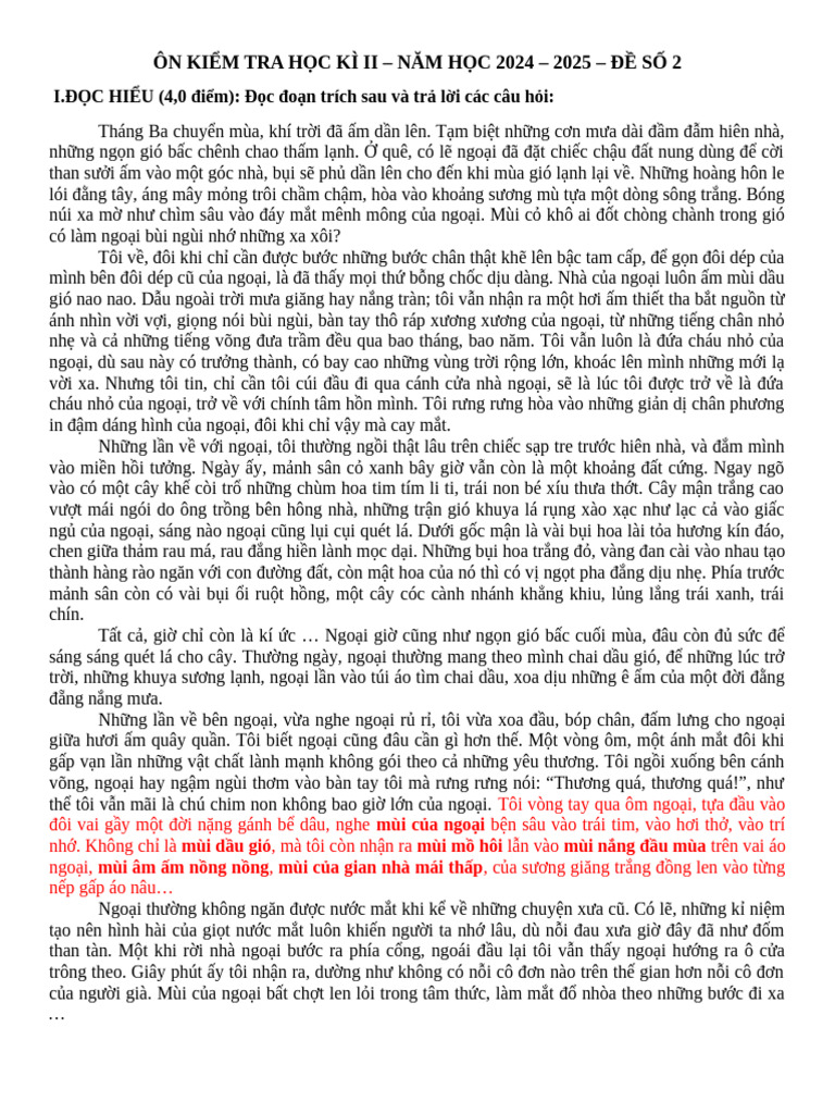 ÔN LUYỆN TRUYỆN +NLXH - ĐÁP ÁN ĐỀ 2 | PDF