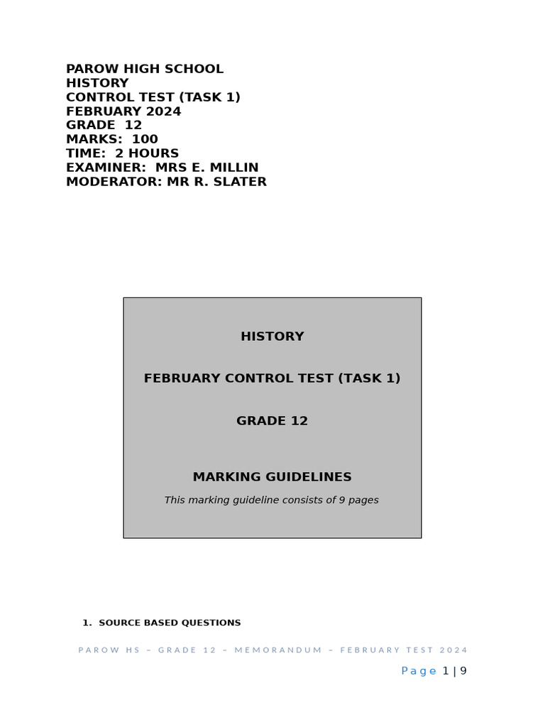 GR 12 - History Task 1 - 2024 - MG | PDF | Viet Cong | Vietnam War