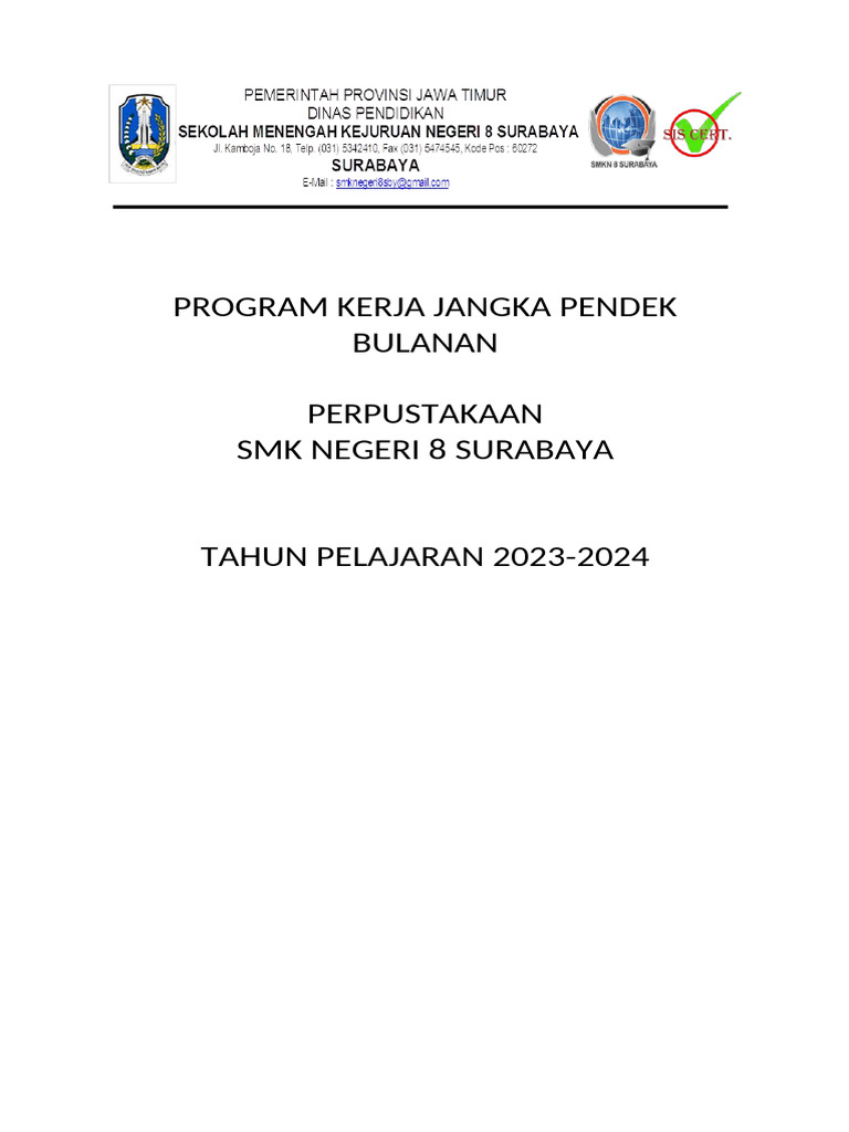 1 Program Kerja Pendek Bulanan Perpus 2023-2024 | PDF