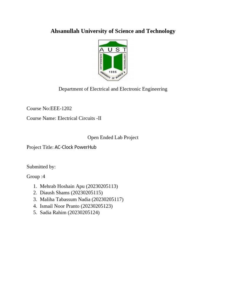 Ahsanullah University of Science and Technology: Ac-Clock Powerhub | PDF
