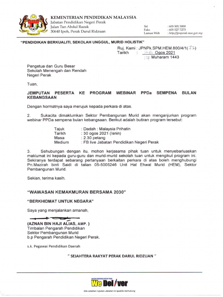 JEMPUTAN PESERTA KE PROGRAM WEBINAR PPDa SEMPENA BULAN KEBANGSAAN | PDF