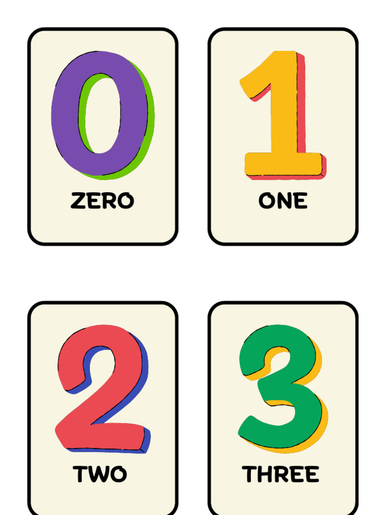 Numbers 0 To 9 Flashcards in Colourful Simple Educational Style | PDF