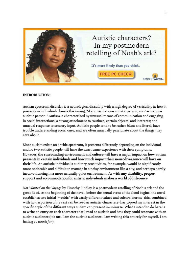 Autism in Not Wanted on the Voyage | PDF | Autism | Lucy Maud Montgomery