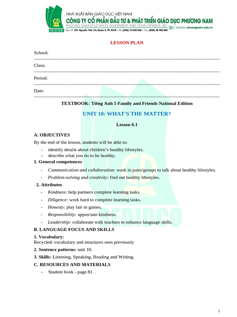 Healthy Lifestyles Lesson Plan | PDF | Learning | Human Communication