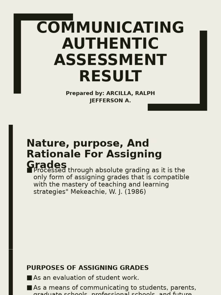 Communicating Authentic Assessment Result | PDF | Course Credit | Cognition