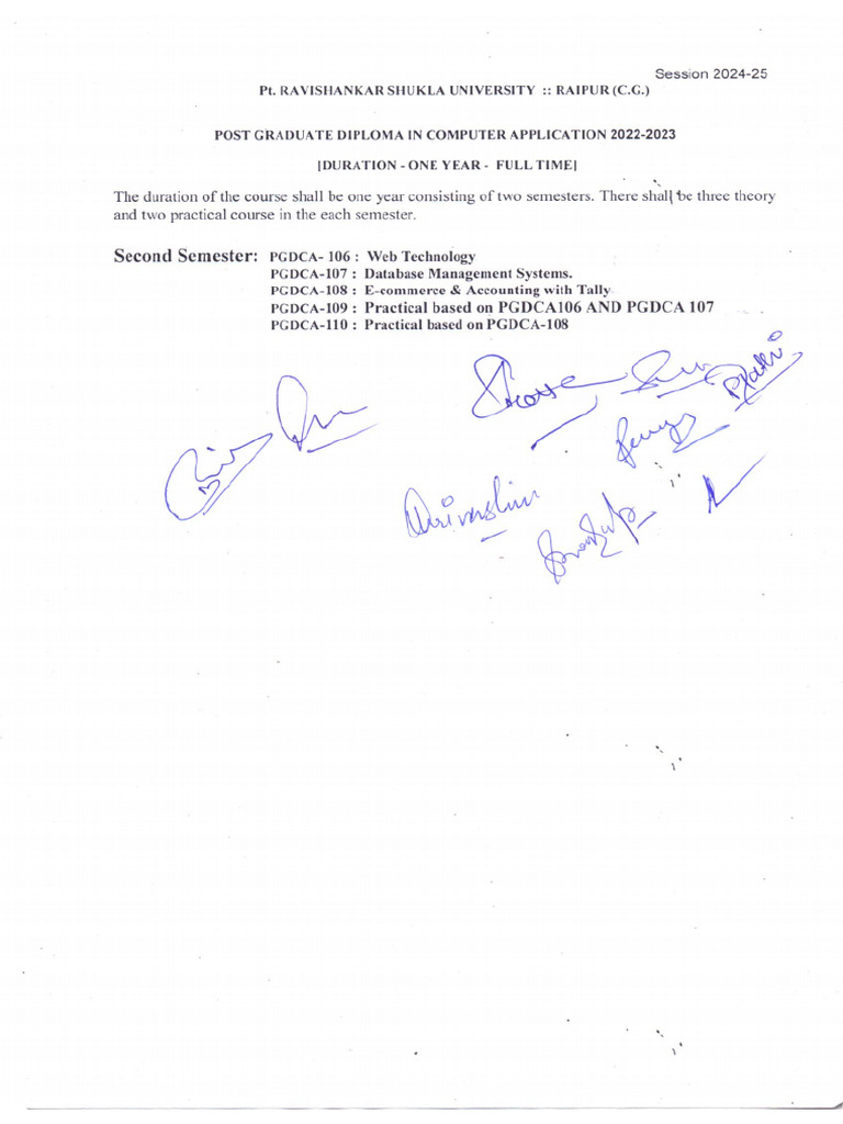 pgdca syllabus | PDF