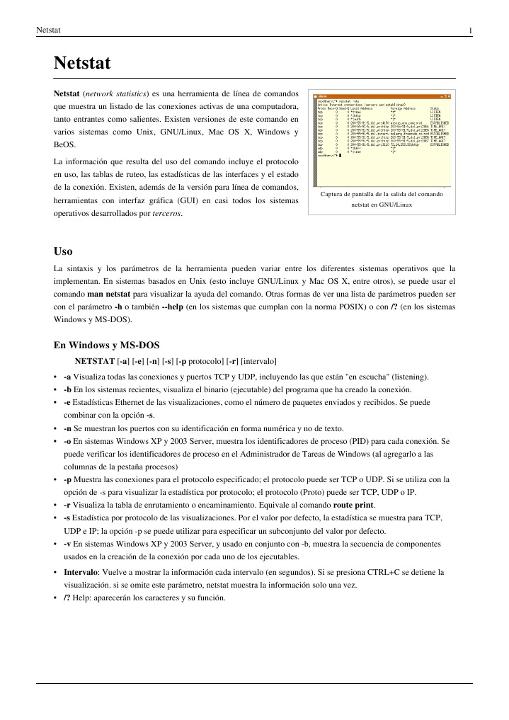 Netstat PDF | PDF | Protocolos de red | Datos de computadora