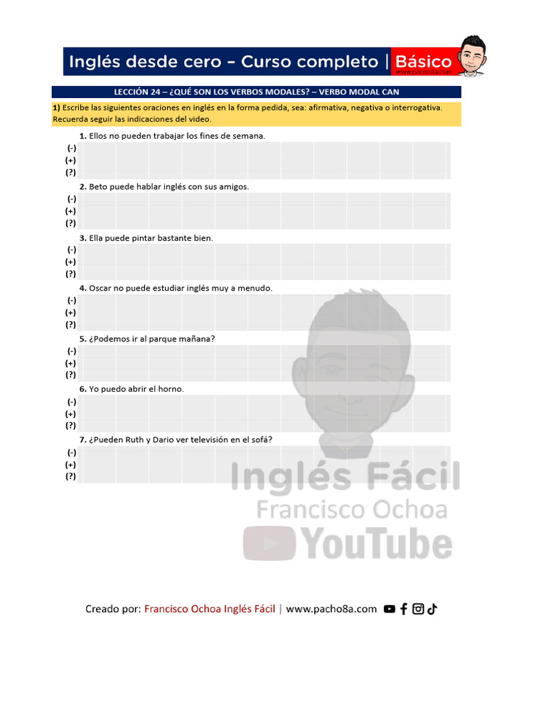 Lección 24 - Verbos Modales - Can | PDF