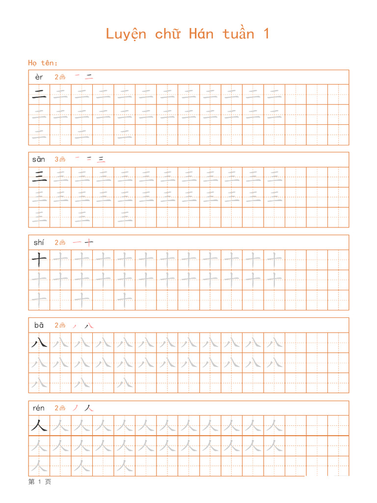 Luyen Viet Chu Han Tuan 1 Va 2 | PDF