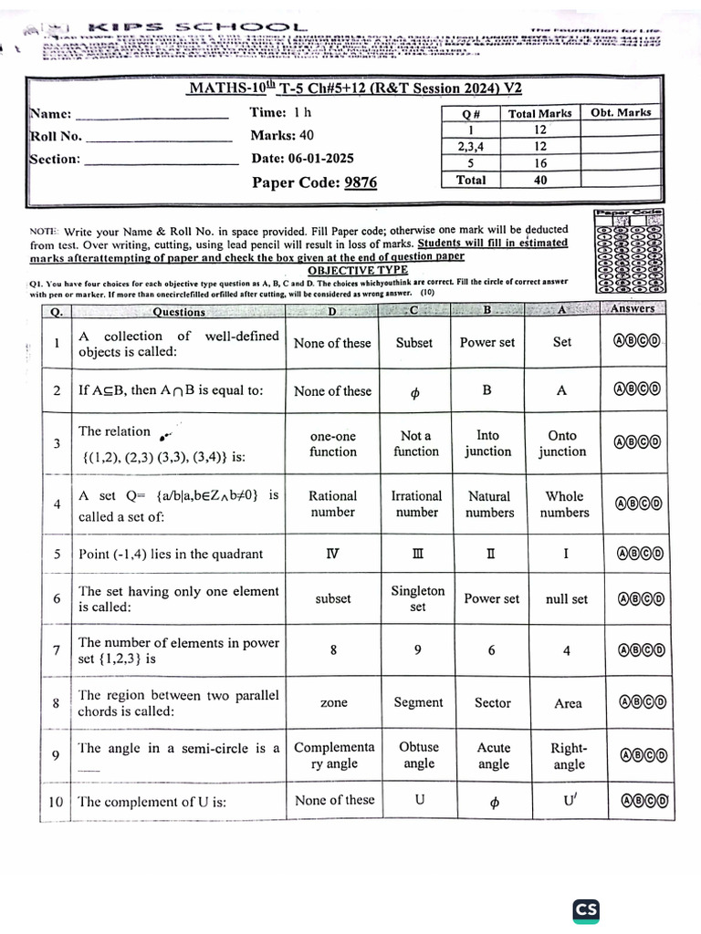 10th V2 Maths T5 | PDF