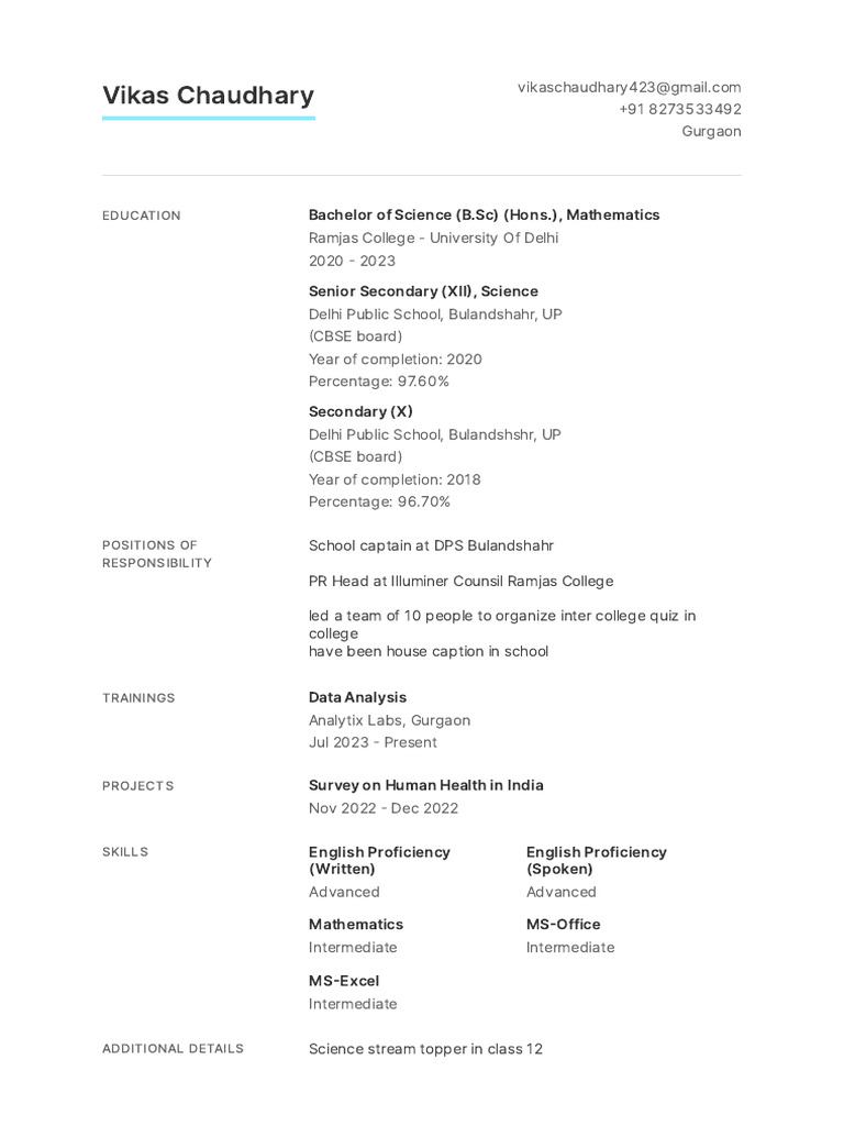 VikasChaudhary InternshalaResume-2 | PDF