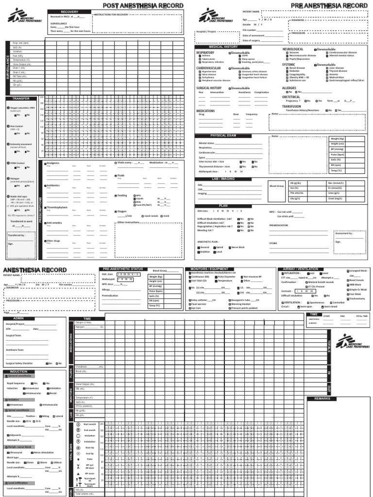 Record Anaesthesia English A3 Recto Verso | PDF | Anesthesia ...
