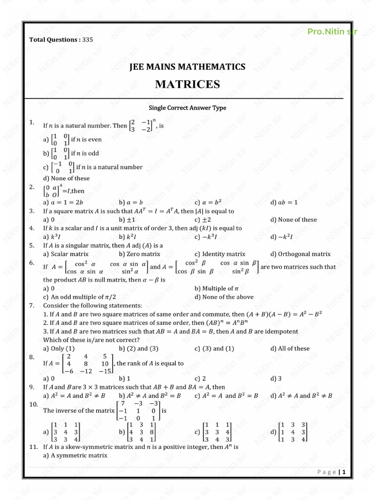 Matrices | PDF