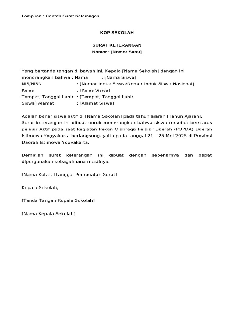 Format Suket Popda 2025 | PDF