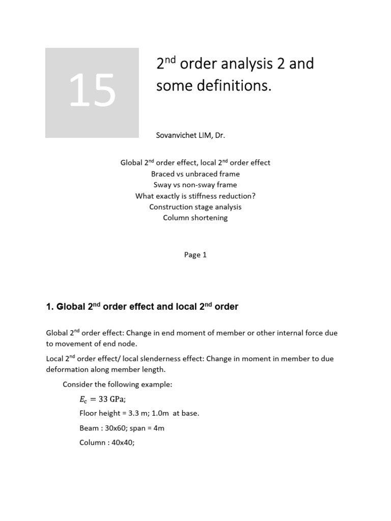 Chapter 15 Second Order Analysis_2 | PDF | Column | Buckling