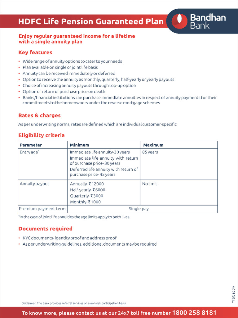 HDFC Life Pension Guaranteed Plan | PDF