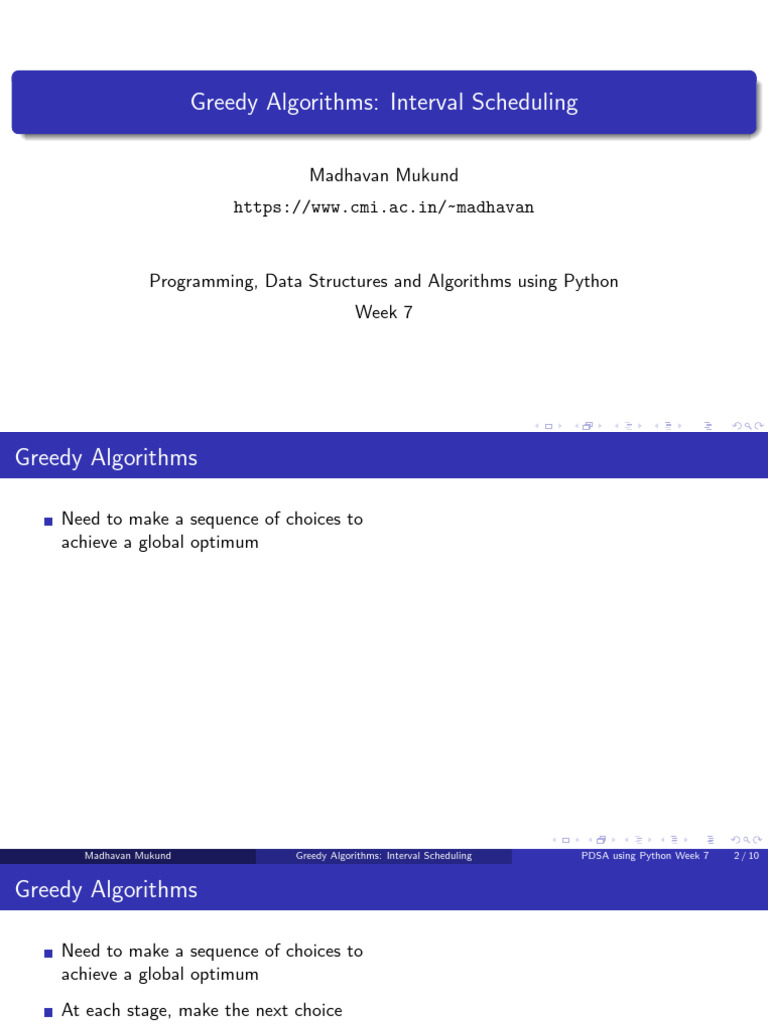 Lecture 7.2 - Greedy Algorithms-Interval Scheduling | PDF | Mathematical Optimization ...
