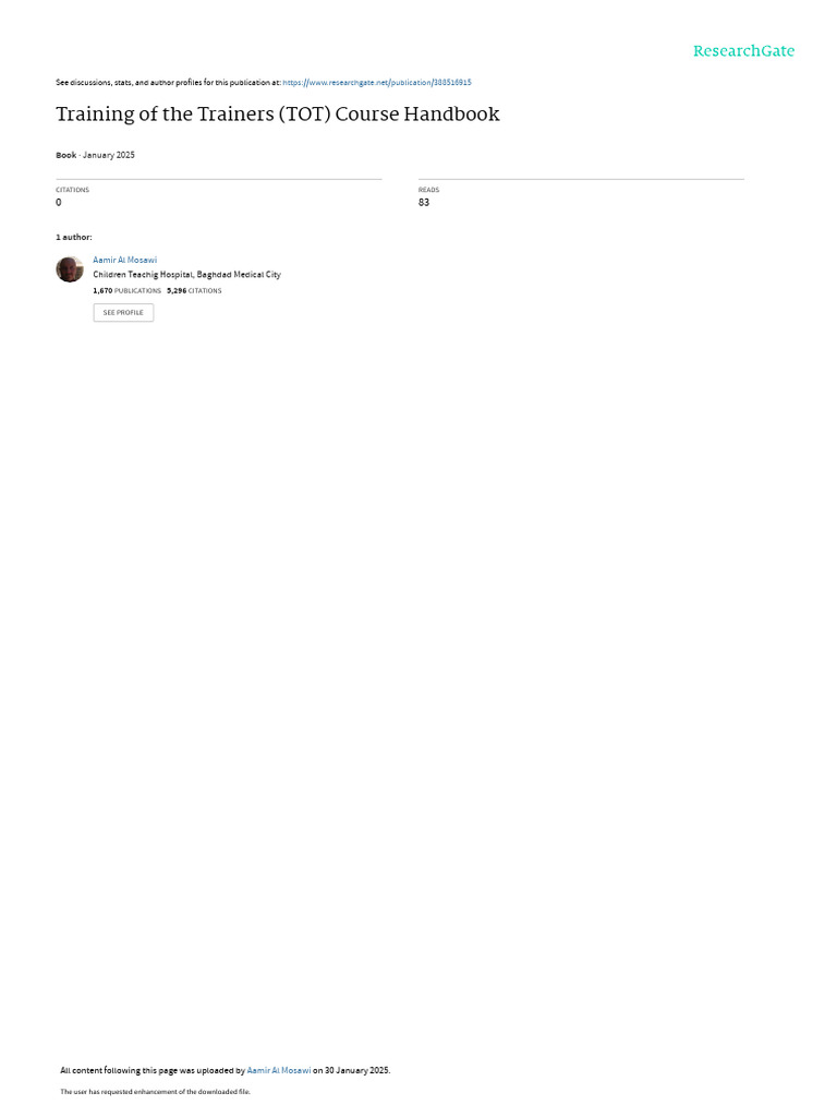 TOT Course Handbook for Trainers | PDF