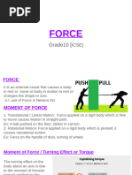 ICSE Class 10 Physics Force Notes | PDF | Force | Torque