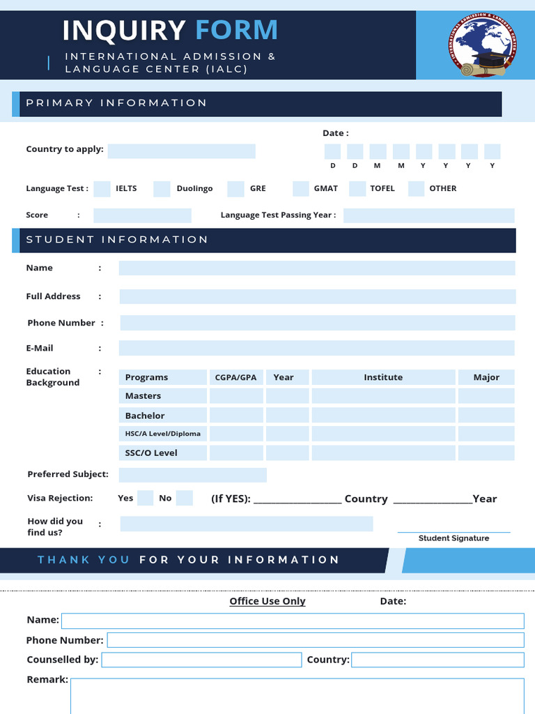 Inquiry Form - PDF Edit File | PDF