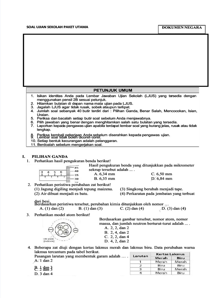 soal psaj ipa paket 2 | PDF