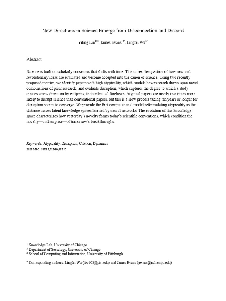 New Directions in Science Emerge From Disconnection and Discord | PDF ...