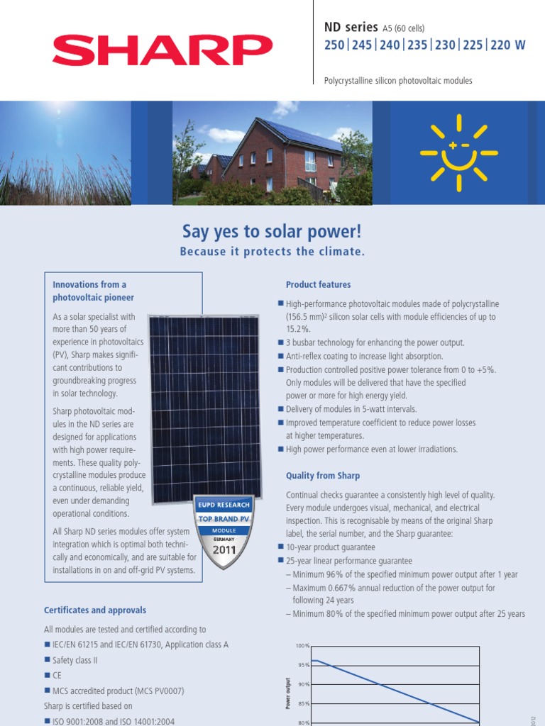 Sharp ND | PDF | Photovoltaics | Solar Panel