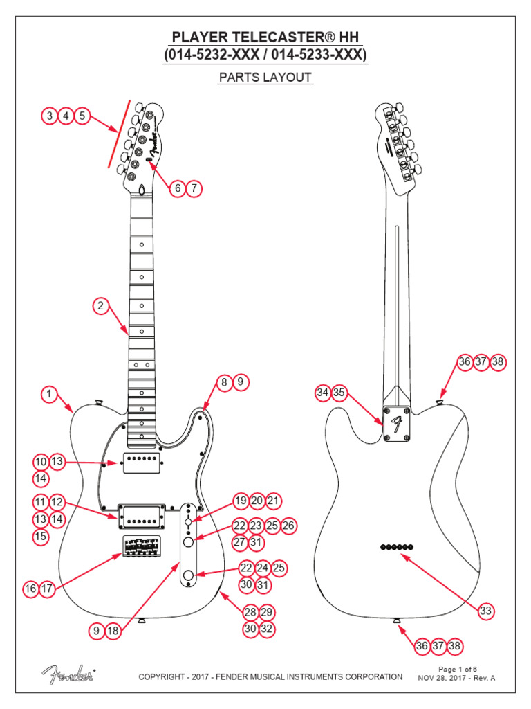 SM 014523XXXX Telecaster HH Rev A | PDF | Music Technology | Celtic Musical Instruments