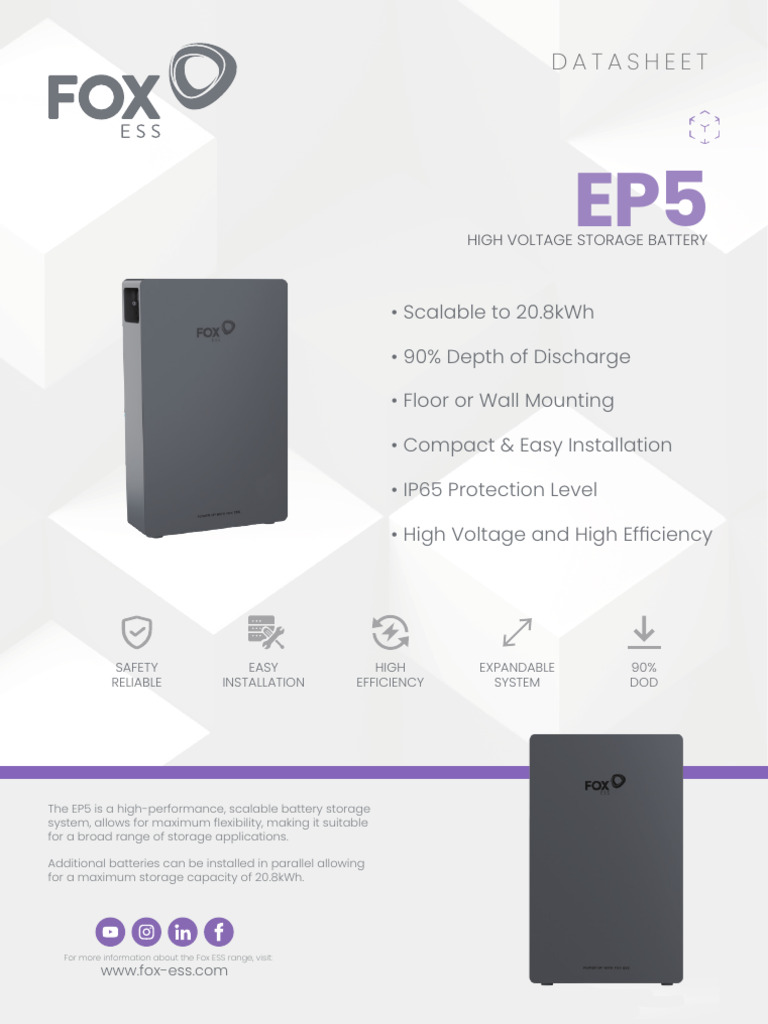 EN EP5 Datasheet V1.4 20250220 | PDF | Rechargeable Battery | Sustainable Technologies
