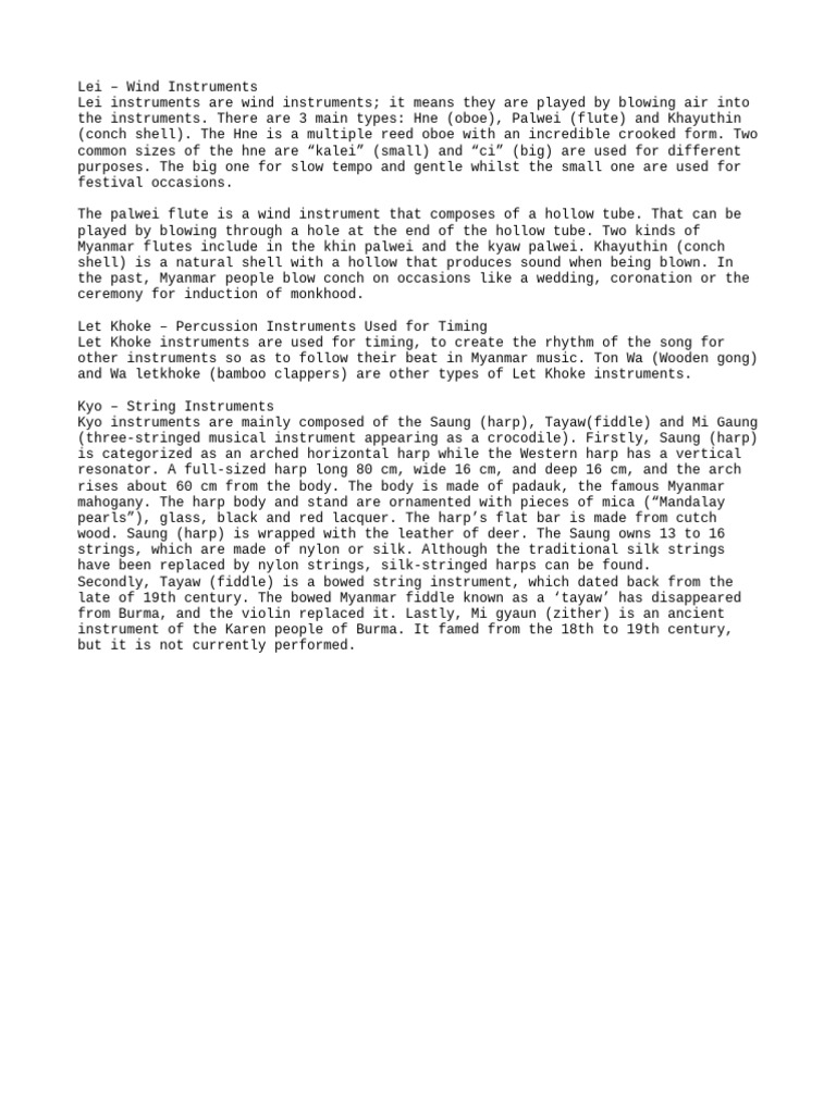 Myanmar Musical Instument | PDF