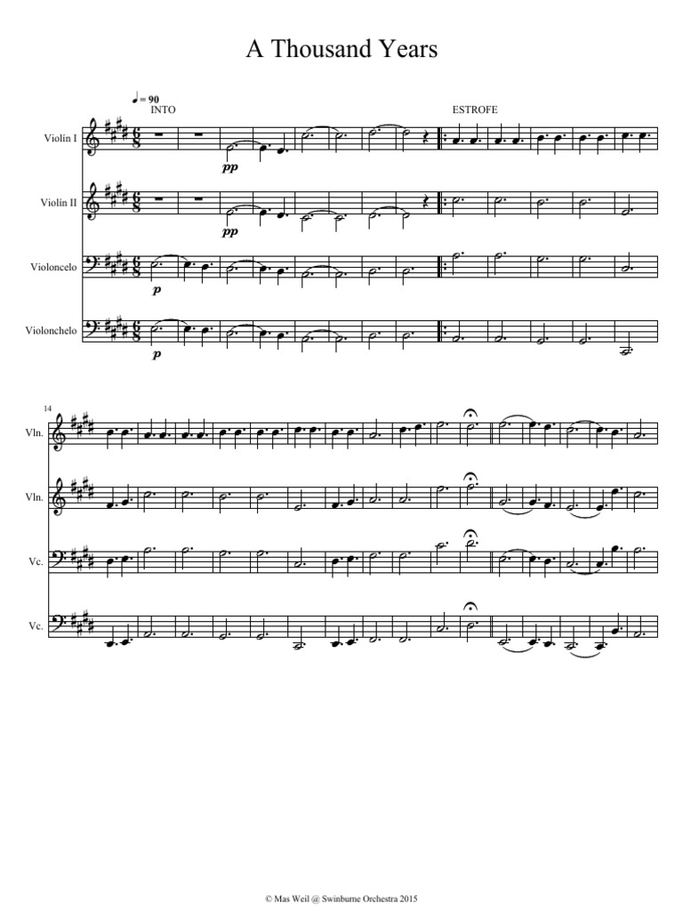 A Thousand Years String Quartet Score | PDF