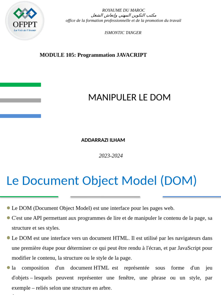 Manipulation du DOM en JavaScript | PDF | Modèle d'objet de document ...