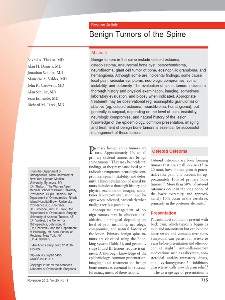 Tumori Benigne Vertebrale | PDF | Scoliosis | Bone