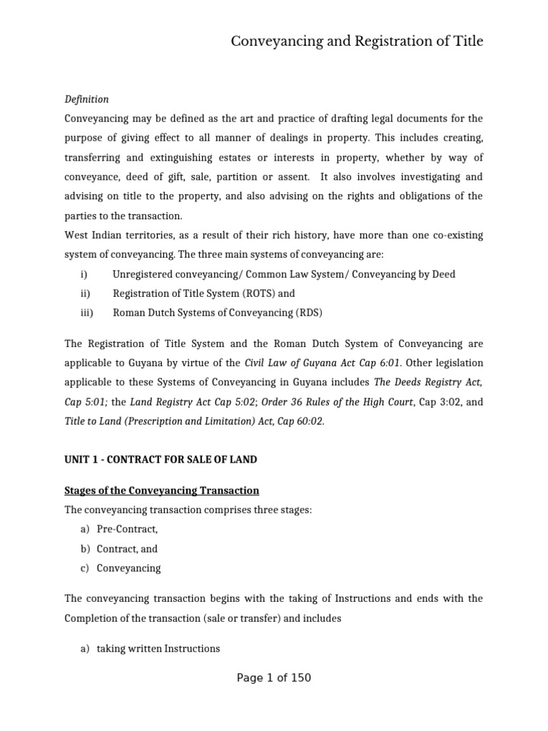 Conveyancing and Registration of Title System | PDF | Conveyancing | Lease