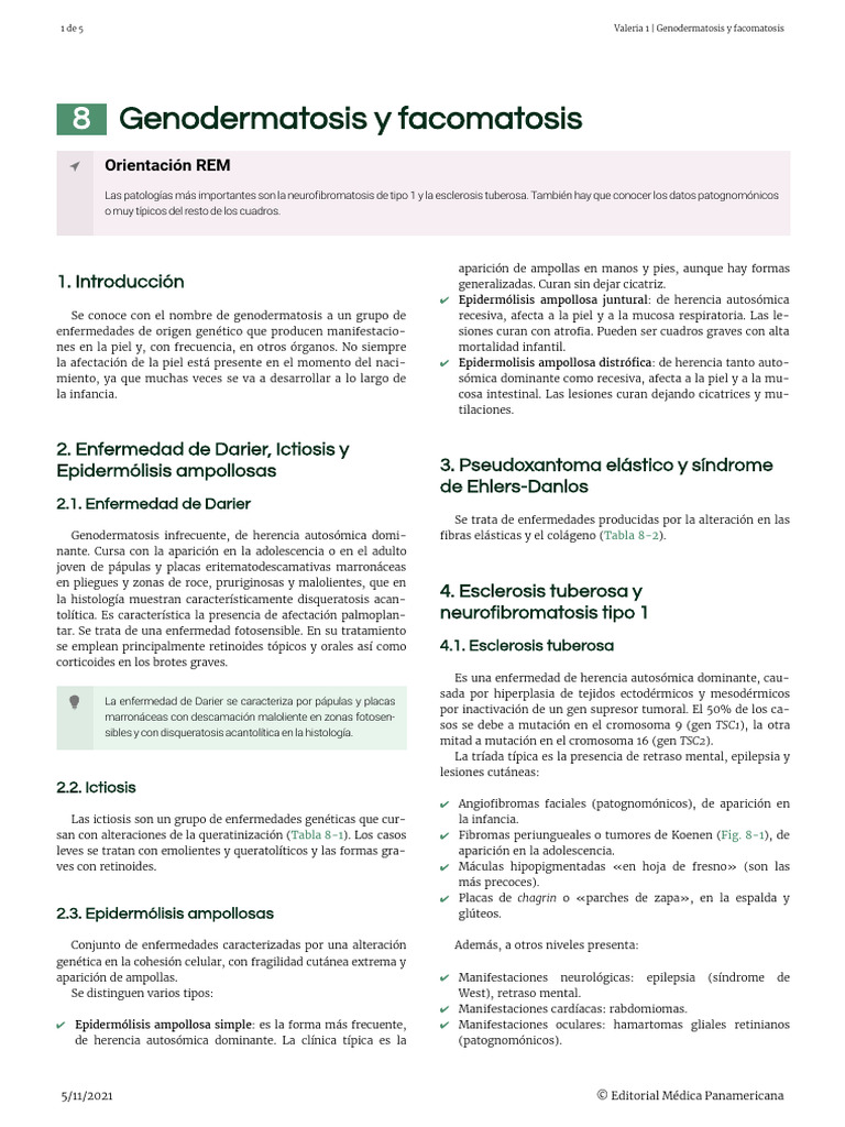8 Genodermatosis y Facomatosis | PDF | Hipertensión | Enfermedades y trastornos
