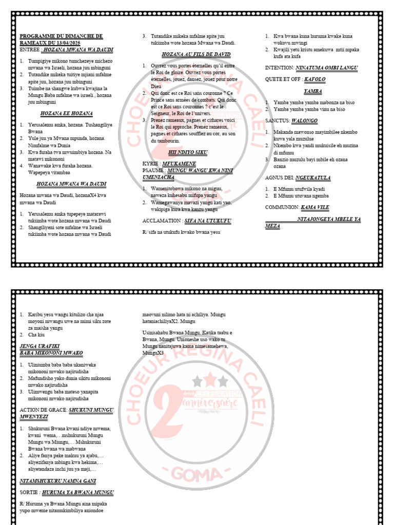 PROGRAMME DU DIMANCHE DE RAMEAUX DU 13(1) | PDF