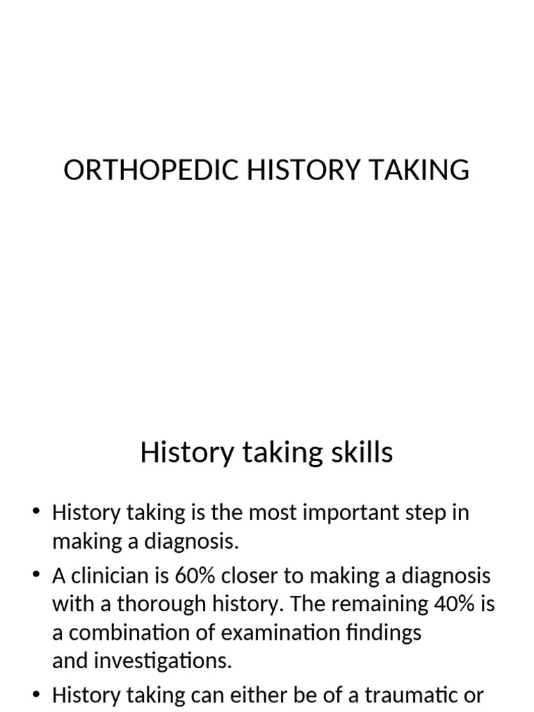 1 - Ortho History Takingns | PDF | Shoulder | Diseases And Disorders