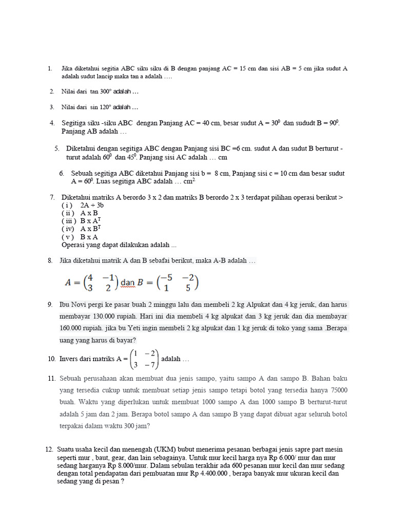 Latihan Soal Sas Tkro Dan Tsm 2 | PDF