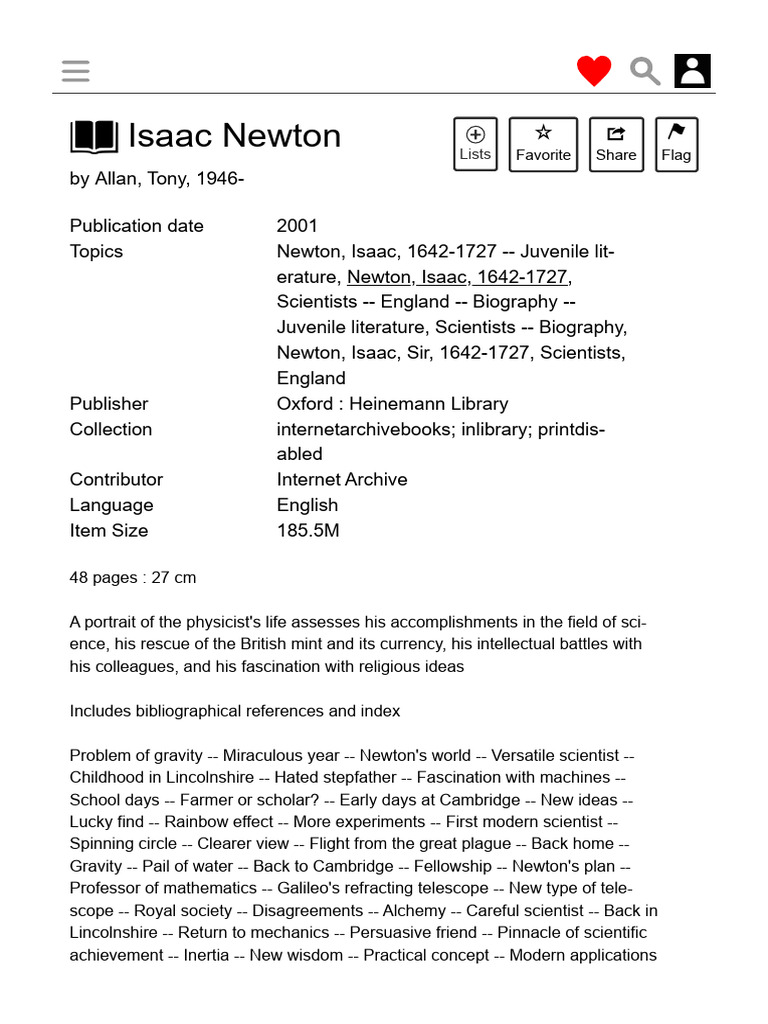 Isaac Newton - Allan, Tony | PDF | Isaac Newton | Physics