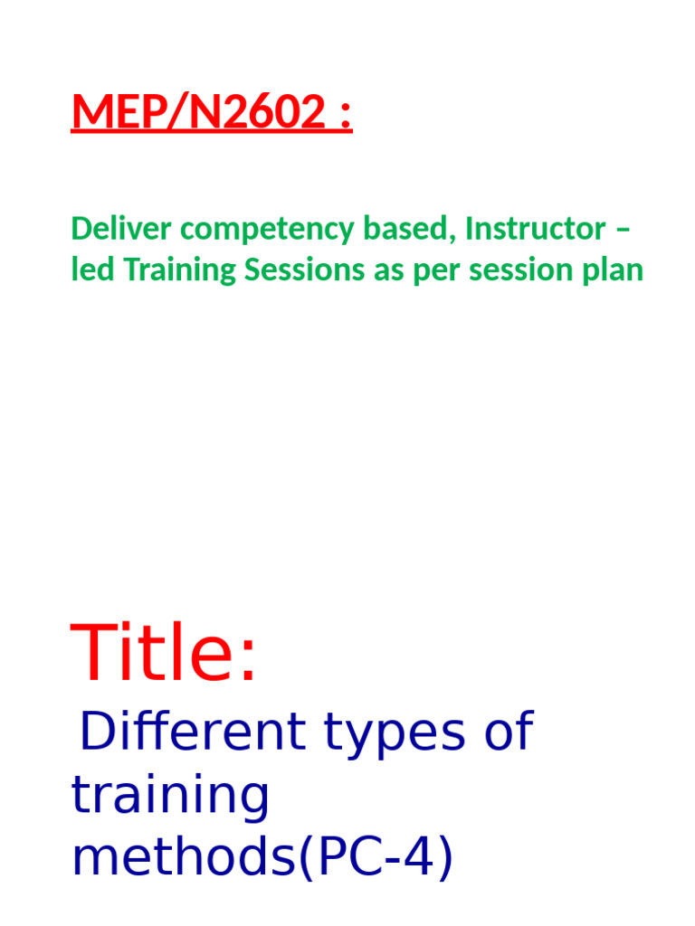Types of Training Methods Explained | PDF | Learning | Lecture